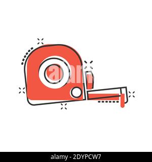 Measure tape icon in comic style. Ruler cartoon sign vector ...