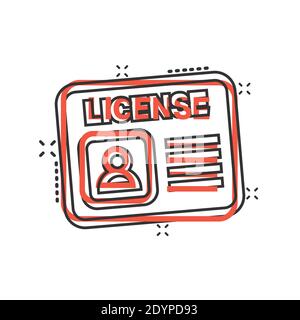 Driver license icon in comic style. Id card cartoon vector illustration ...