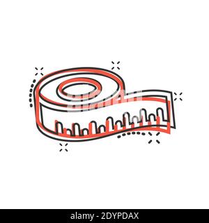 Measure tape icon in comic style. Ruler cartoon sign vector ...