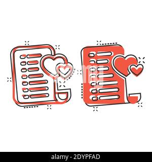 Wishlist icon in comic style. Like document cartoon vector illustration ...