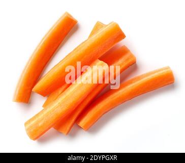 Raw carrot sticks isolated on white background. Vegetable close-up as ...