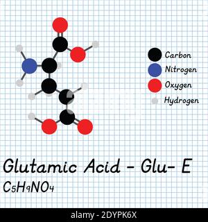 Glutamic acid is an amino acid. Chemical molecular formula glutamic ...