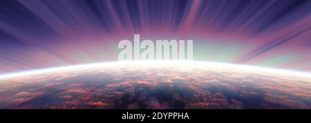 sunrise from space aurora, 3d rendering illustration Stock Photo - Alamy