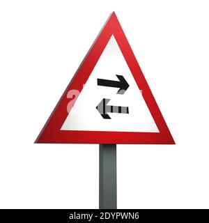 warning triangle two way traffic ahead Stock Photo - Alamy