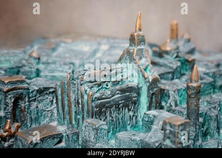 Town Plan or Old Map of Milan, anc Mediolanum. Fresco or Wall Painting ...