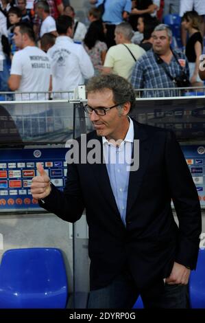 PSG's new coach Laurent Blanc during the French First League soccer ...