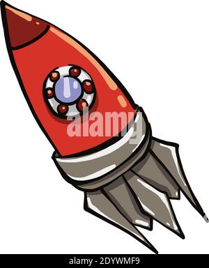Red spaceship, illustration, vector on white background Stock Vector ...