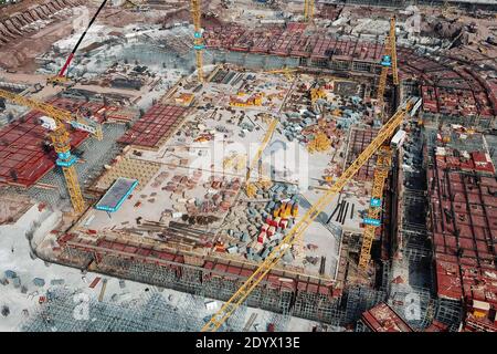 An aerial view of the Guangzhou Evergrande Football Stadium, the future ...