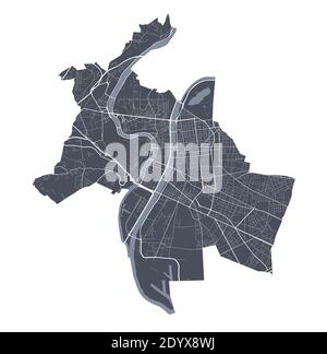 Area map of Lyon, France. Dark background version for infographic and ...