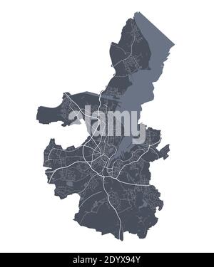 Kiel, Germany printable street map in classic style colors with all ...