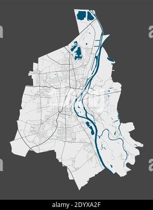 Outline Skyline panorama of city of Magdeburg, Germany - vector ...