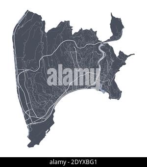 Detailed map of Nice city administrative area. Royalty free vector ...