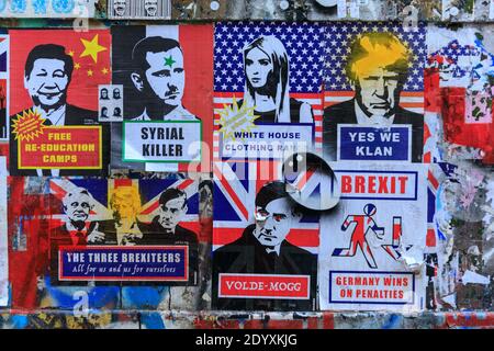 Posters, stickers and political graffiti , Brick Lane, East London ...
