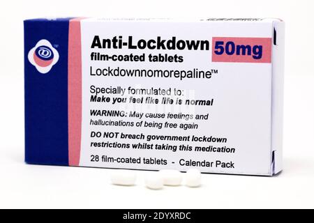 Lockdown Joke Pill Box Prank Stock Photo - Alamy