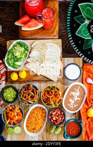 Preperation of fresh spanish mexican food with lots of veggies Stock ...