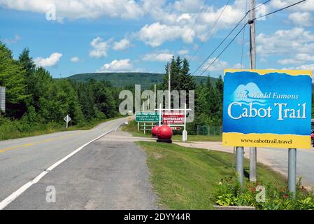 The Cabot Trail Sign, Cape Breton Island Stock Photo - Alamy
