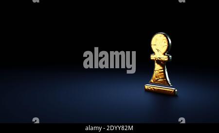 Chess pawn icon. Gold glossy Chess pawn symbol isolated on violet ...