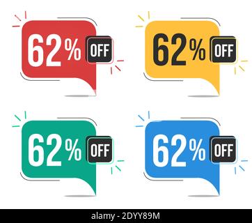 Special offer sale 62% discount 3D number Yellow tag voucher vector ...