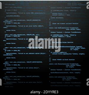 Binary background. Matrix concept. Falling digits on dark backdrop. Running bright numbers with ...