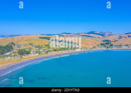 Aerial view of Castlepoint beach in New Zealand Stock Photo - Alamy