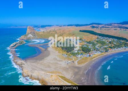 Aerial view of Castlepoint beach in New Zealand Stock Photo - Alamy