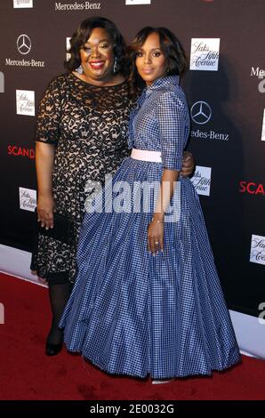 Shonda Rhimes and Kerry Washington attend the Scandal cast appearance ...