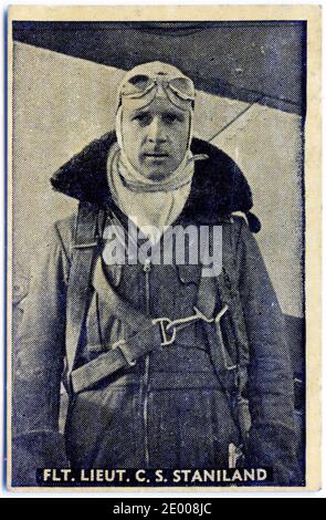 Cigarette card portrait of Flight Lieutenant Christopher Stainbank ...