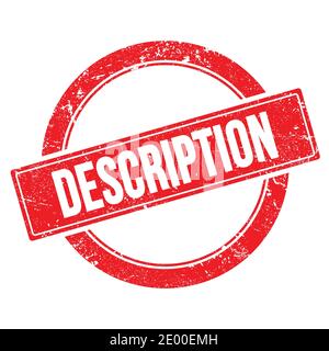 DESCRIPTION text on red grungy rectangle stamp sign Stock Photo - Alamy