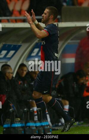 PSG's Jeremy Menez joy after scoring the 3-0 goal during the UEFA ...