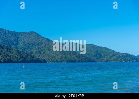 Grove arm of Queen Charlotte sound at South Island of New Zeland Stock ...