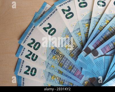 Euro banknotes and coins (EUR), currency of European Union Stock Photo ...