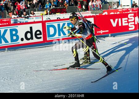 Martin Fourcade of Team France competes during the men 4 x 7.5km relay ...