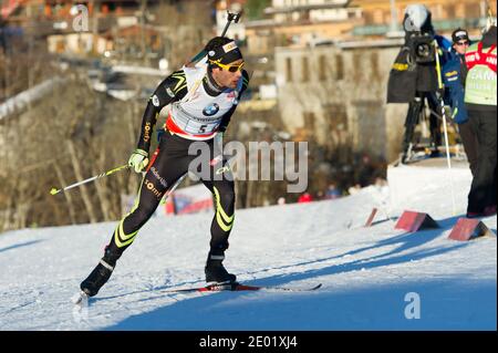 Martin Fourcade of Team France competes during the men 4 x 7.5km relay ...