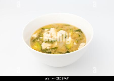 Miso stew on white background Stock Photo - Alamy