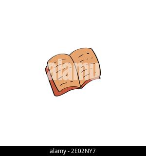 Doodle open book icon hand drawn with black line in freehand style ...