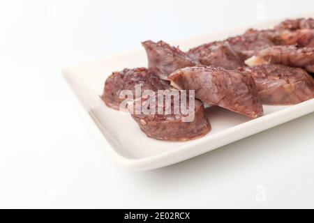 Pork intestines food on white background Stock Photo - Alamy