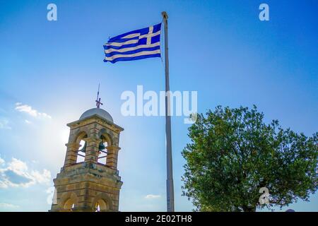 Greek Orthodox Church flag Mount Athos religious symbol Stock Photo - Alamy