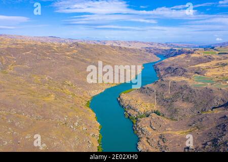 Aerial view of the Clutha River, Otago, New Zealand in Autumn Stock ...