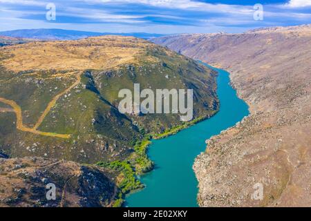 Aerial view of the Clutha River, Otago, New Zealand in Autumn Stock ...