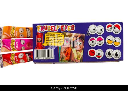 Box and tubes of Yoplait Frubes, fromage frais in a tube yoghurt yogurt ...