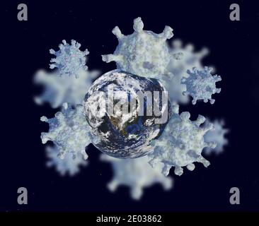 Virus Cells attacks Planet. Dangerous virus COVID-19 or Coronavirus ...