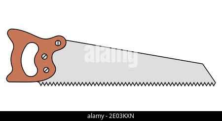 Cartoon sharp hand saw and hacksaw characters with smiling faces and ...