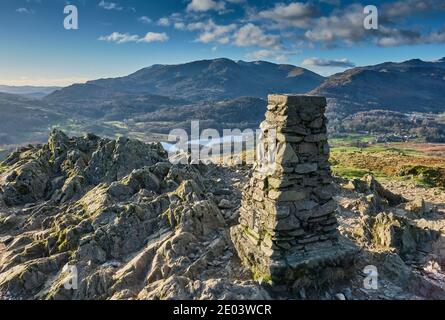 Elter Water, Wetherlam & Lingmoor Fell from Loughrigg Fell in autumn ...