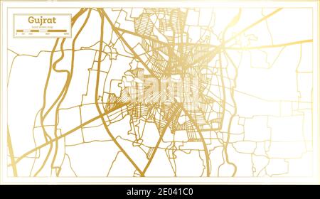 Gujrat Pakistan City Map in Retro Style in Black and White Color ...