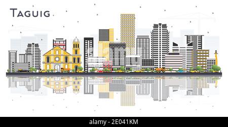 Taguig Philippines City Skyline with Color Buildings, Blue Sky and Copy ...