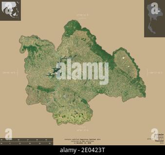 Kalasin, province of Thailand. High resolution satellite map. Locations ...