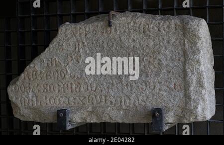 Tombstone with inscription written in Galician language Stock Photo - Alamy