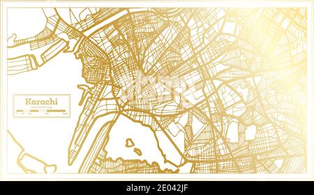 Karachi Pakistan City Map in Retro Style. Outline Map. Vector ...