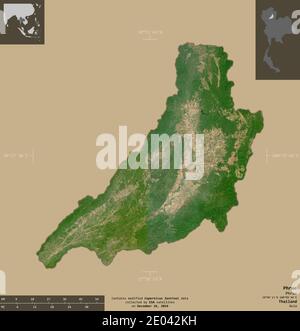 Phrae, province of Thailand. High resolution satellite map. Locations ...