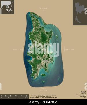 Phuket, province of Thailand. High resolution satellite map. Locations ...